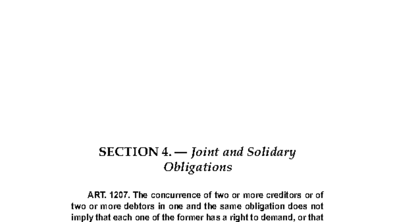 OBLIGATIONS 212: Joint and Solidary Obligations Overview - Studocu