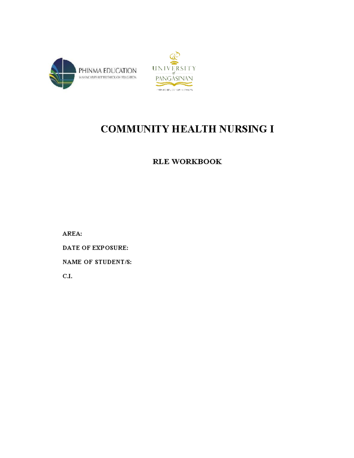CHN 1 RLE Workbook: Family Assessment and Nursing Care Plans - Studocu