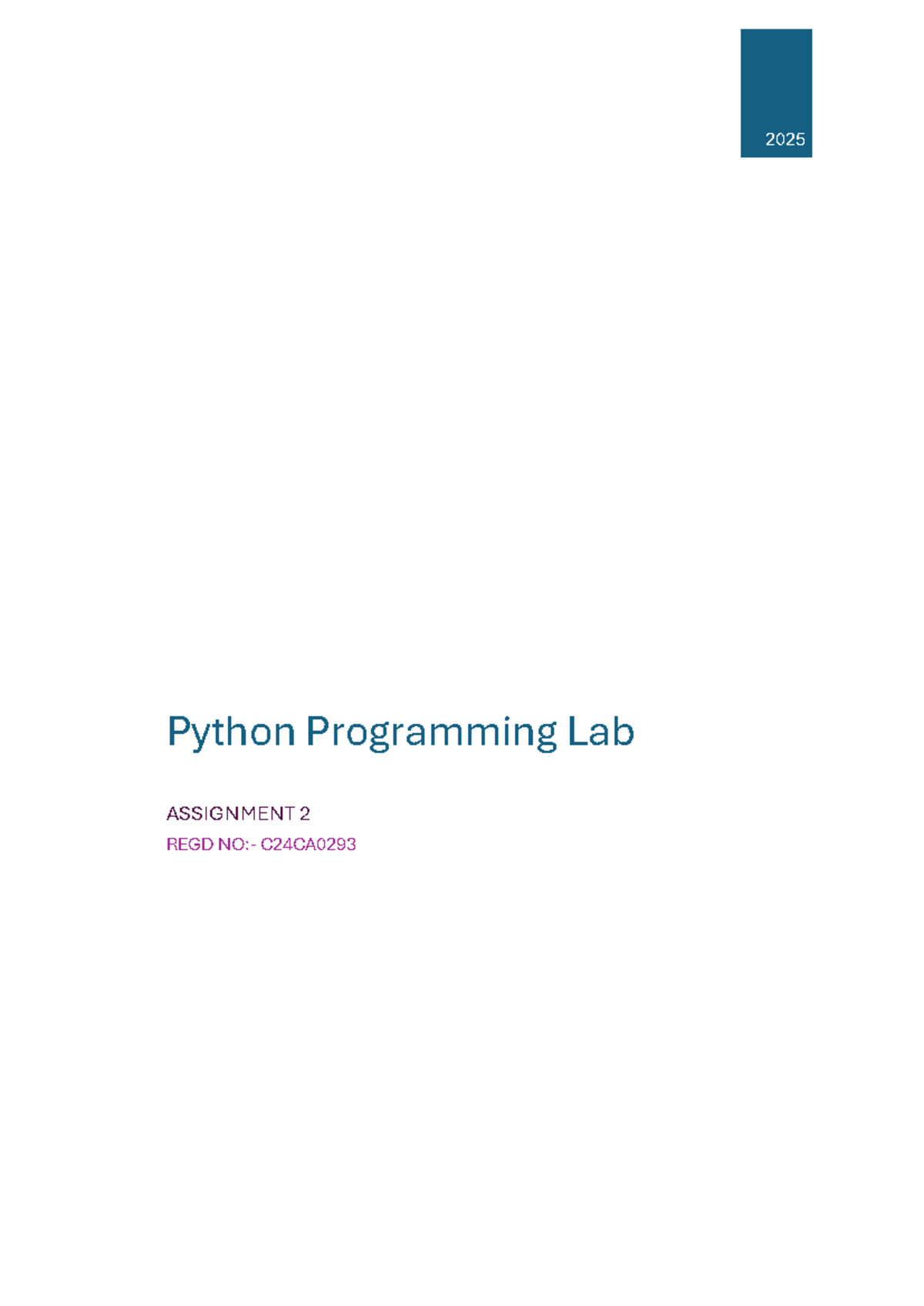Assignment 2 - Python Lab for MCA 4th Sem: PCA & Dictionary Merge - Studocu