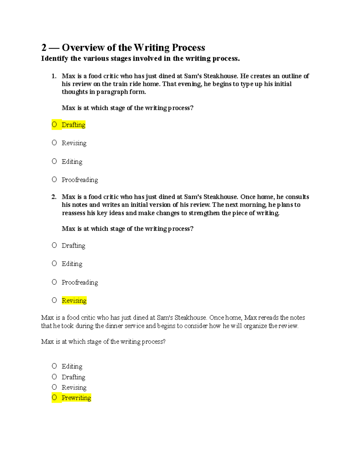 English Composition ENG 115 unit 1 - 2 — Overview of the Writing ...
