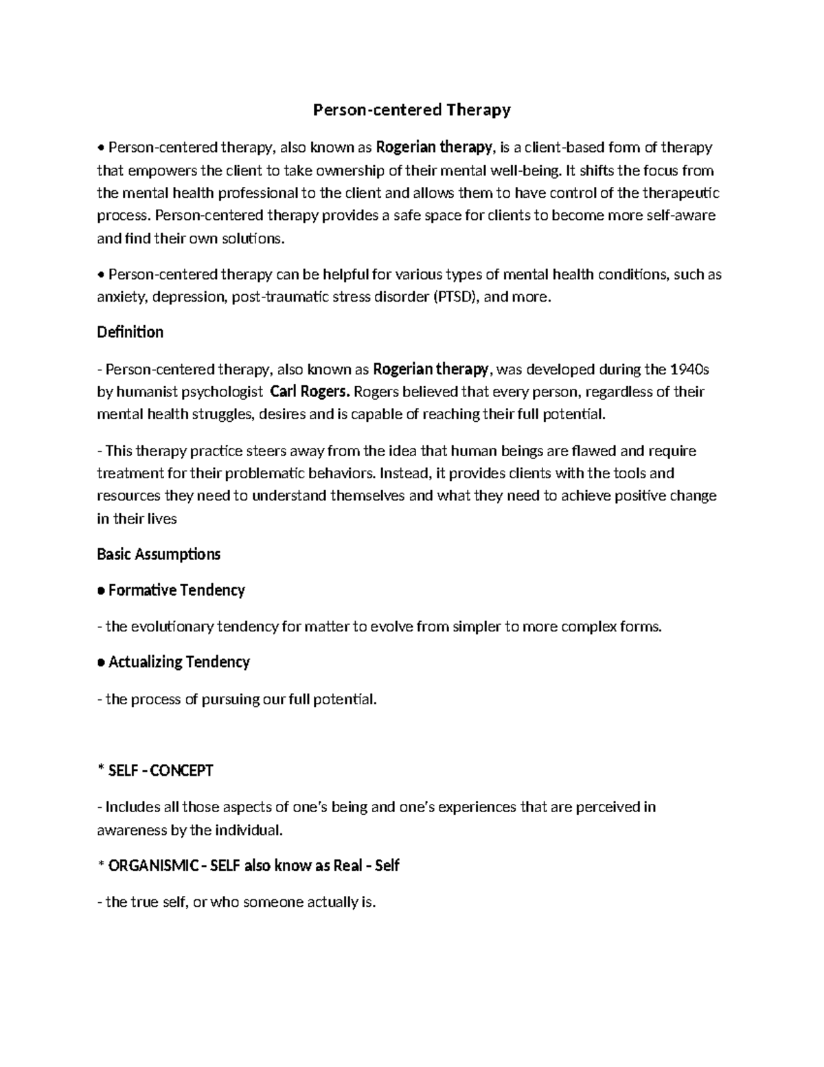 Person-Centered Therapy Overview: Key Concepts and Techniques - Studocu