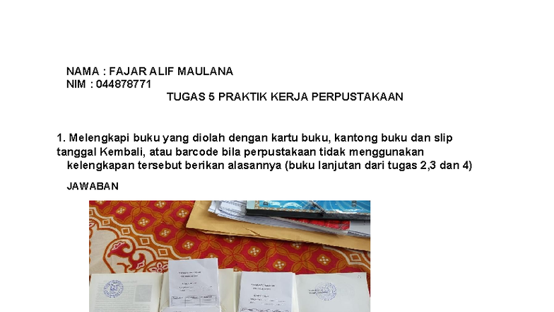 802890160 Tugas 5 Praktik Kerja Perpustakaan - Kimia Unsur /C - NAMA ...