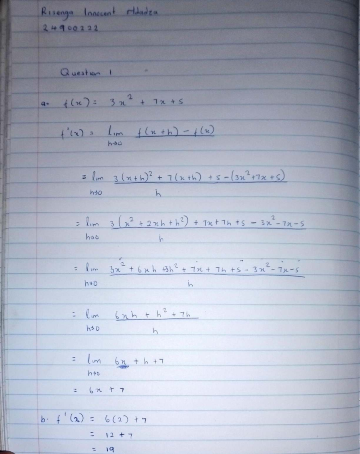 MAT1512 - Question and Answers on Limits and Derivatives - Studocu