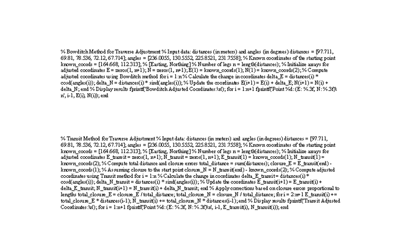 Bowditch Method & Transit Method for Traverse Adjustment (ENG 101 ...