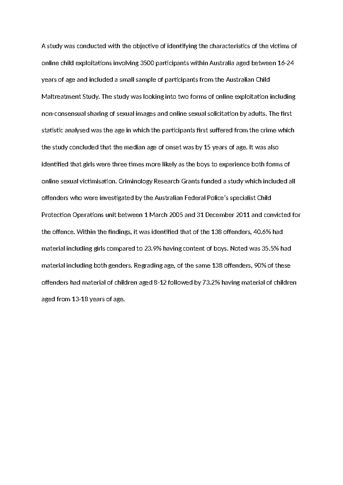 Cybercrime Victimization Study: Characteristics & Findings - Studocu