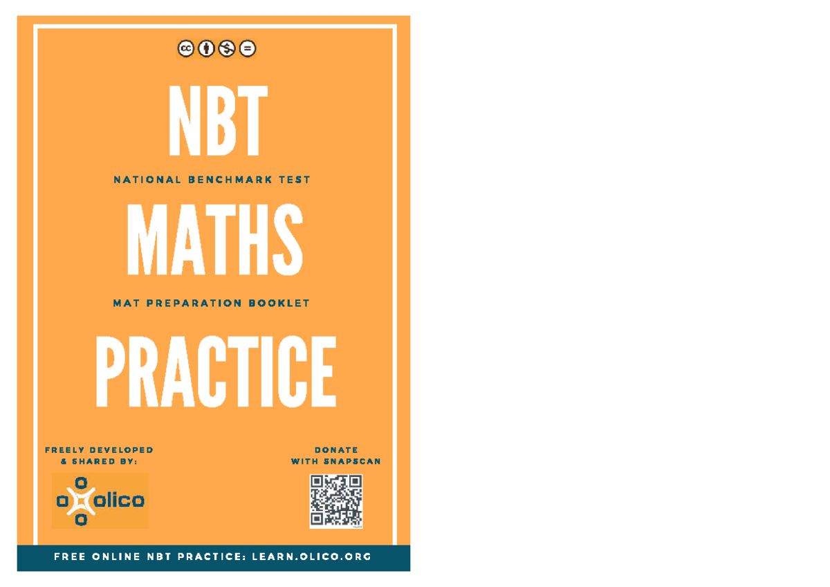 Olico NBT MAT Preparation Booklet: Comprehensive Study Guide - Studocu