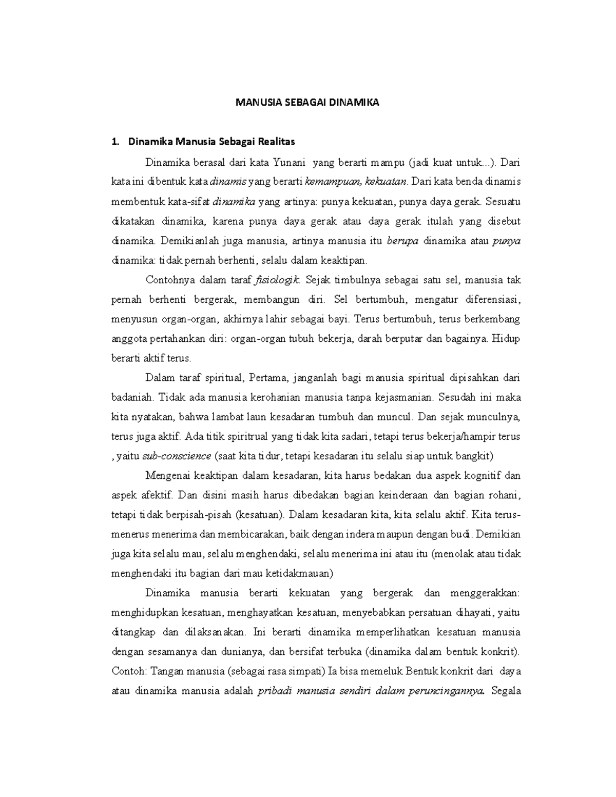 Analisis Dinamika Manusia dalam Konteks Subjektivitas dan Persona - Studocu