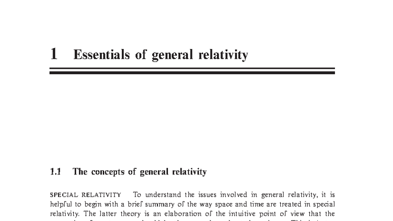 Gravitation and General Relativity Lecture Notes (GR 101) - Studocu