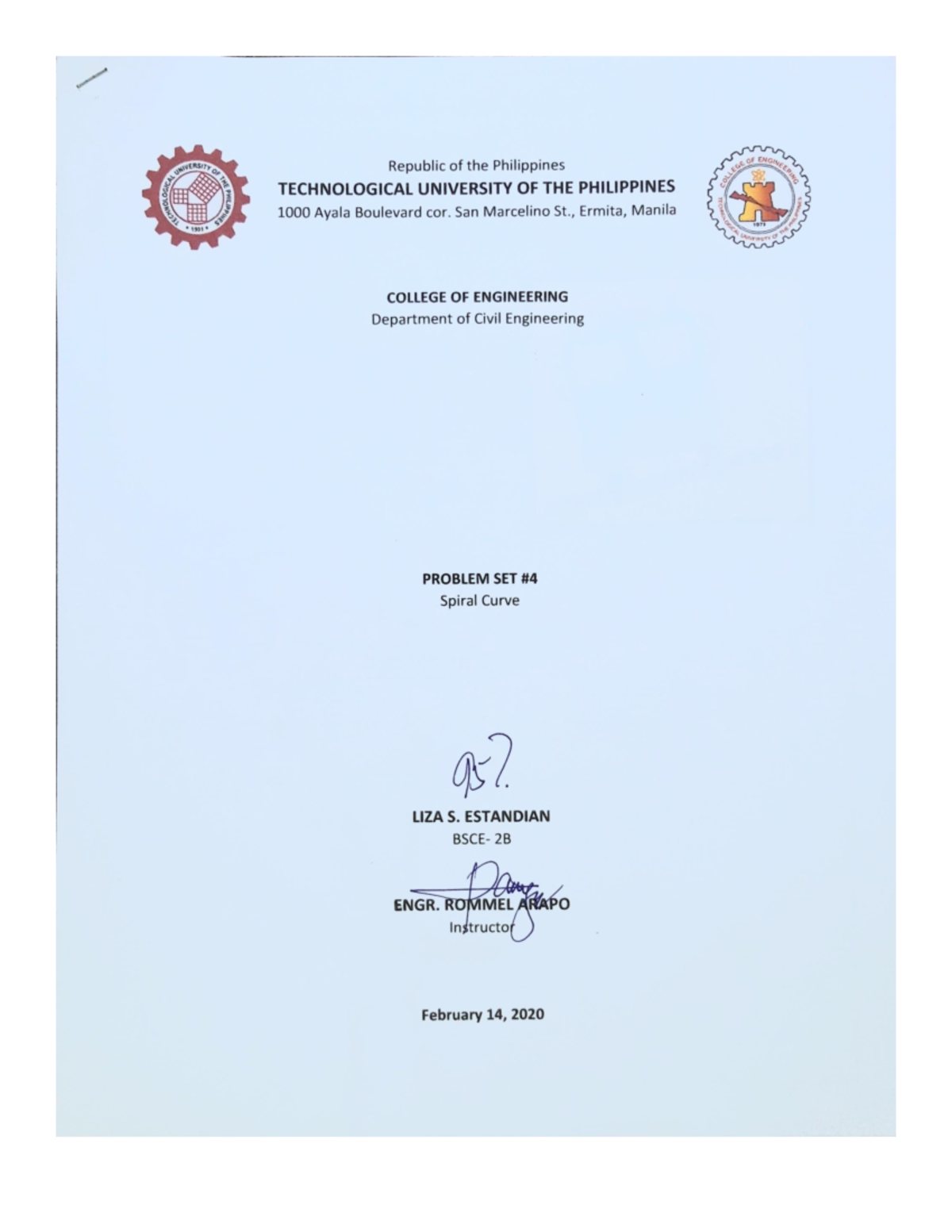 471483848 Problem Set 4: Analysis of Spiral Curves in Civil Engineering ...