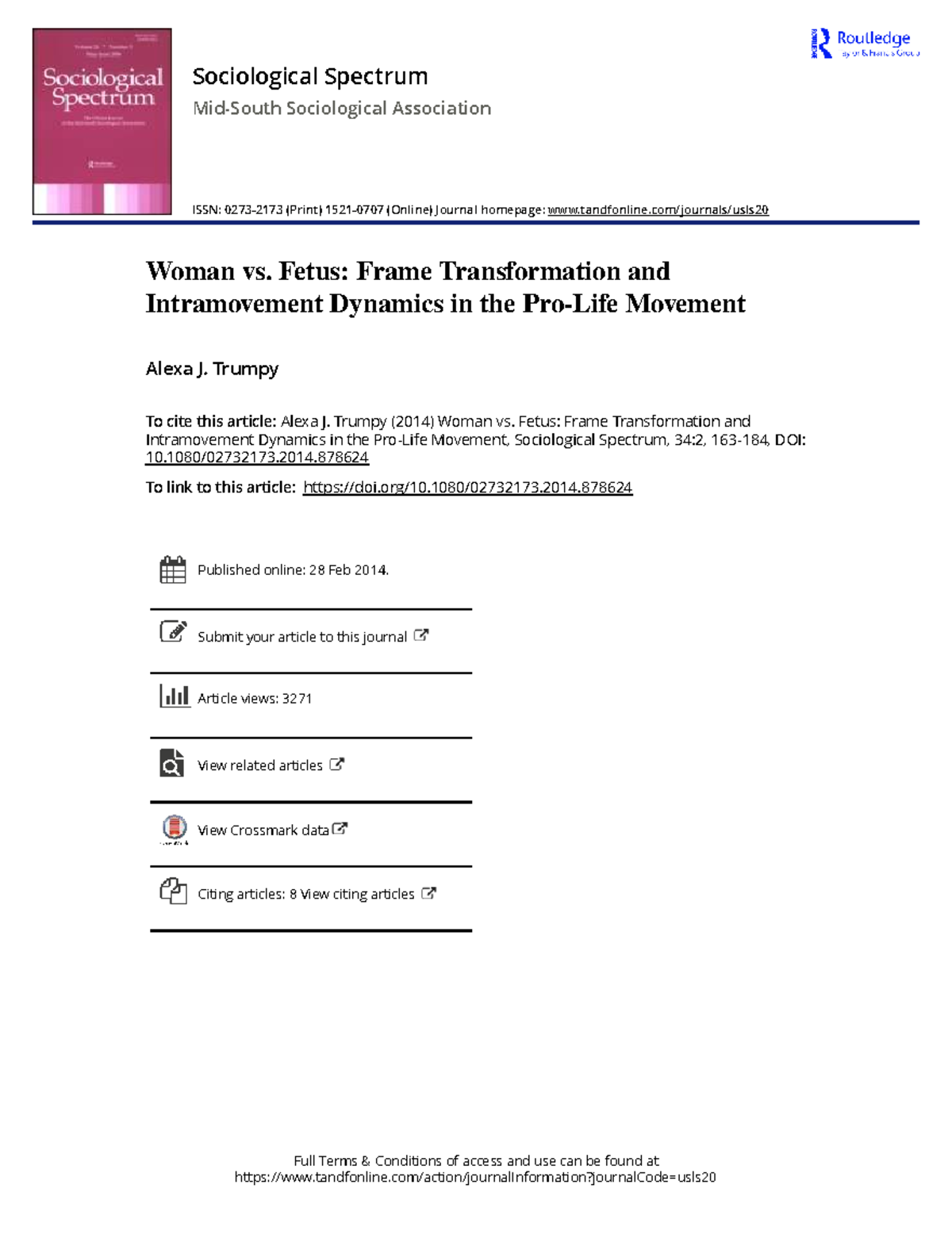 Woman vs. Fetus: Frame Transformation in Pro-Life Activism (SOCI 341 ...