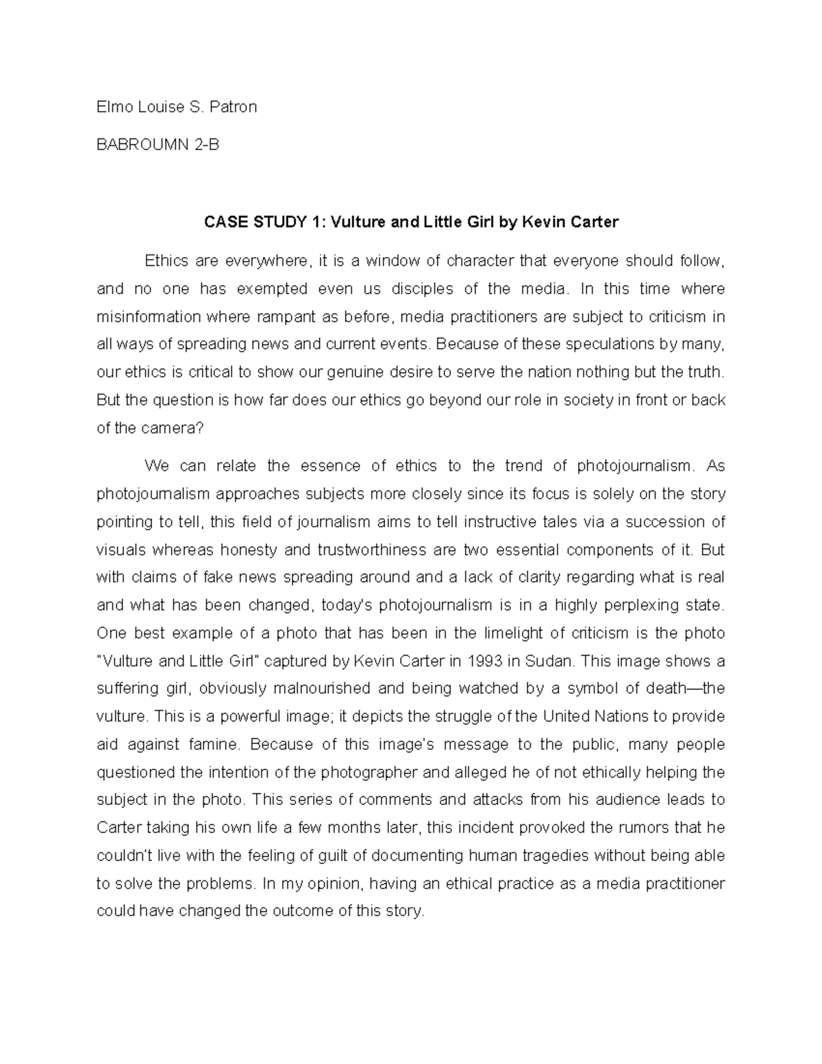 Case Study 1 Elmo Louise Patron - Elmo Louise S. Patron BABROUMN 2-B ...