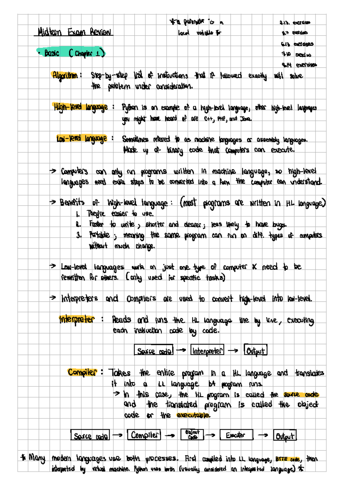 Python programming concepts and exercises: Midterm exam review - Studocu