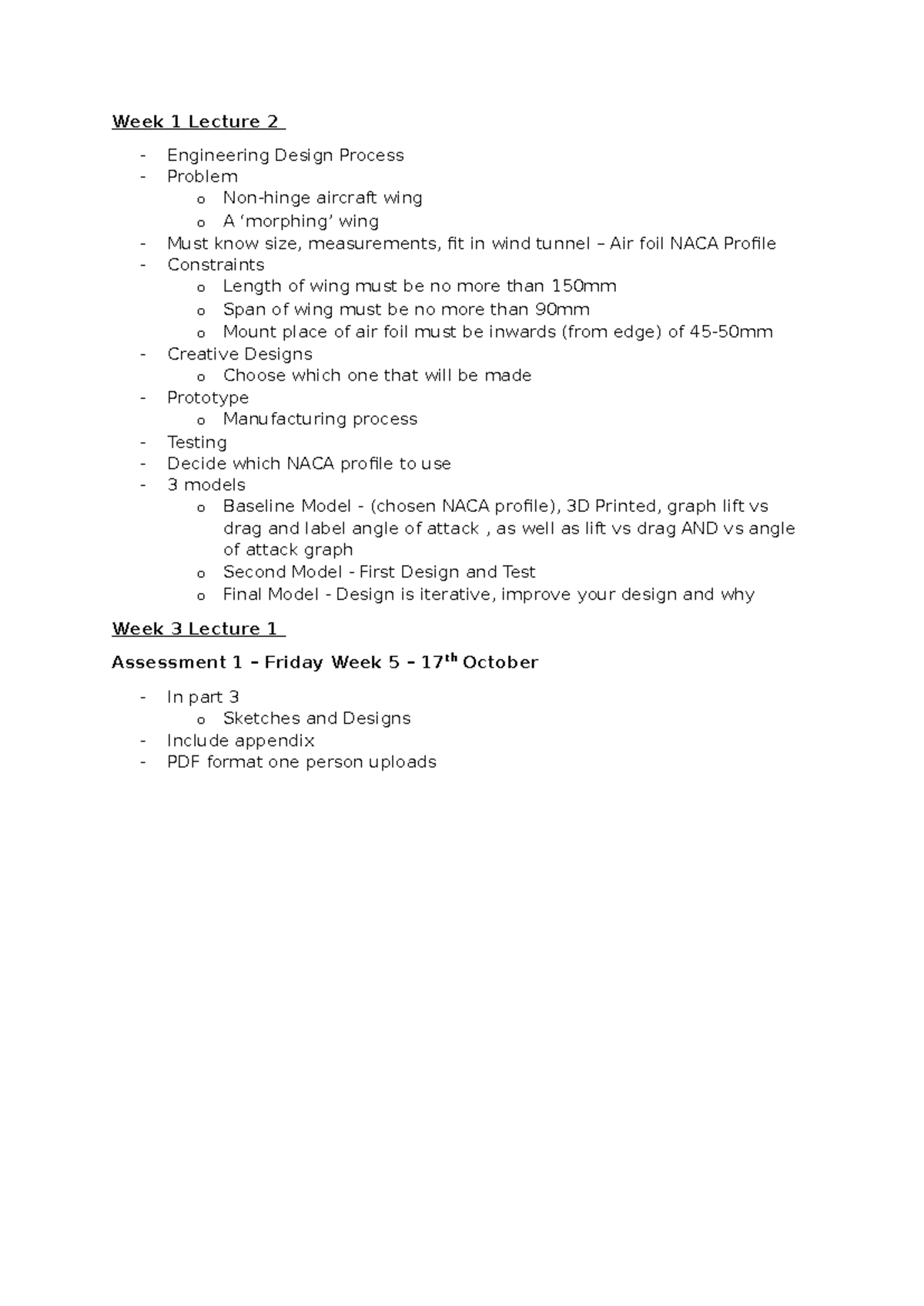 DESN1000 Week 1 Lecture 2: Engineering Design Process Overview - Studocu