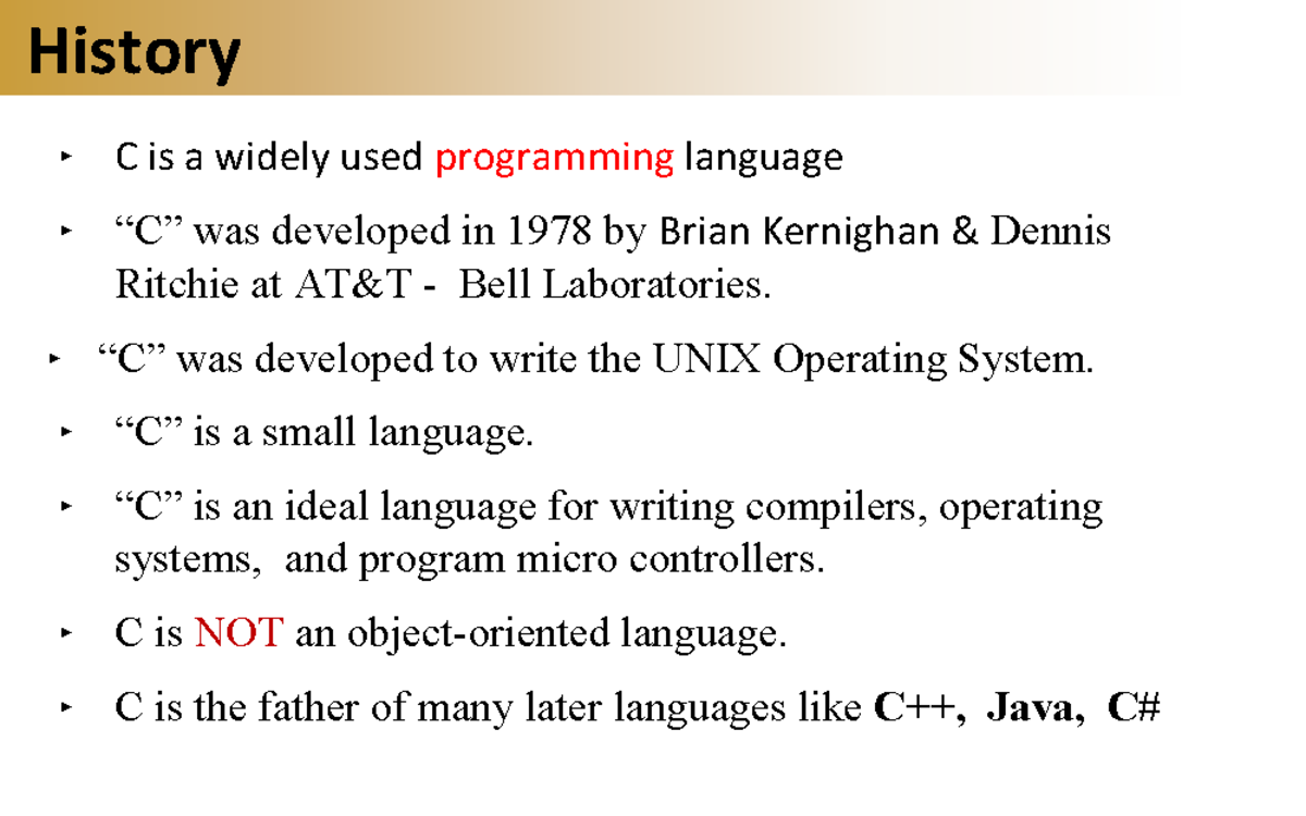 Introduction to C Programming Overview - CNIT 105 Course Notes - Studocu