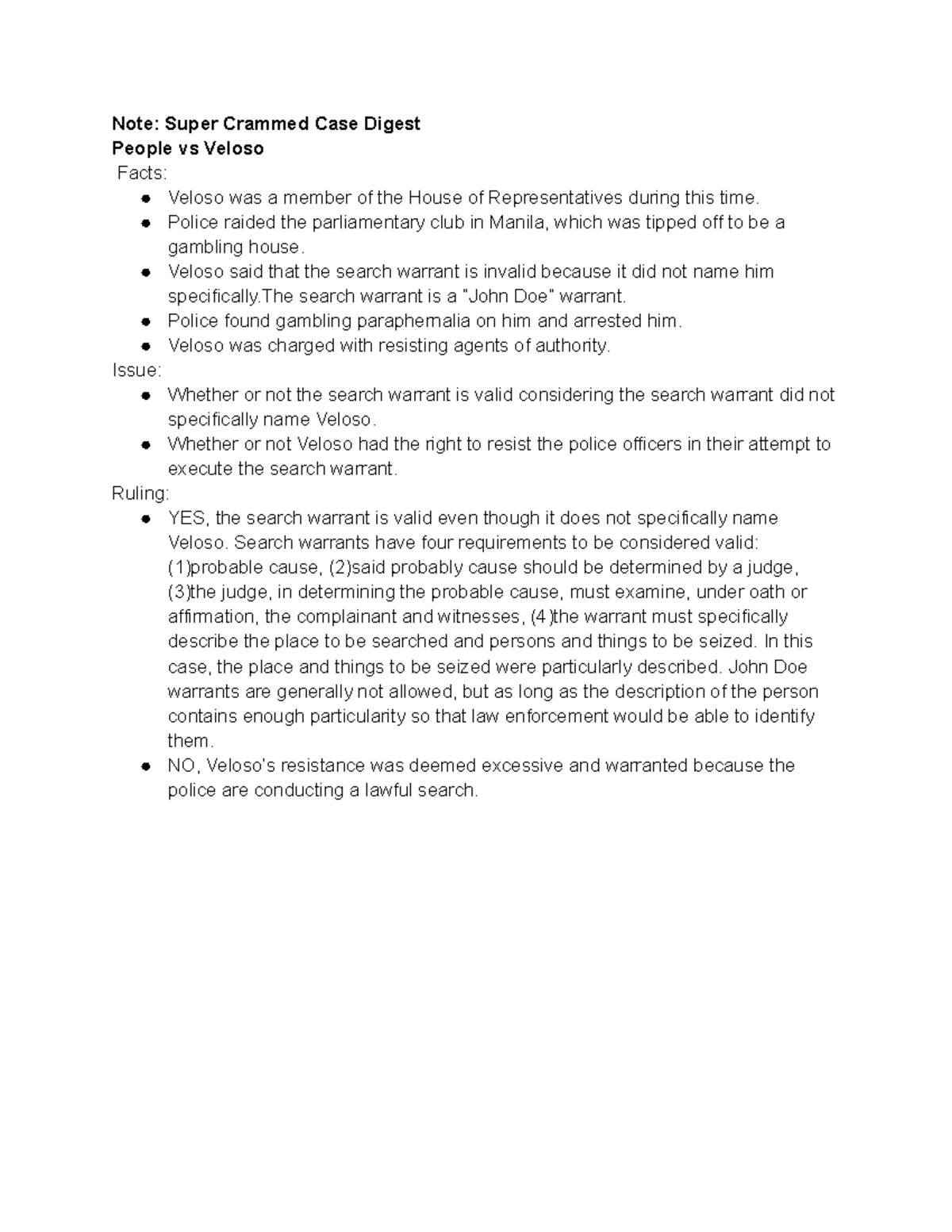 People vs Veloso - Consti Law 2 - Note: Super Crammed Case Digest ...