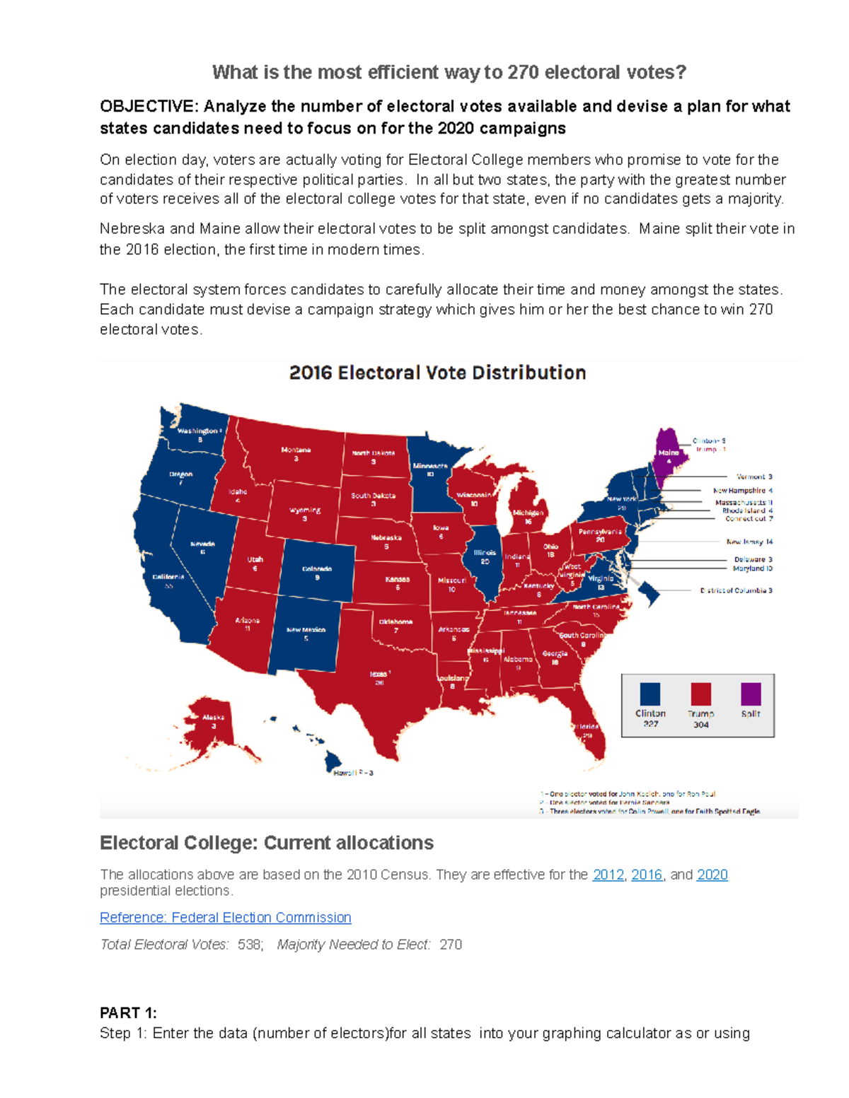 Efficient Way to 270 Votes Directions 2020 - What is the most efficient ...