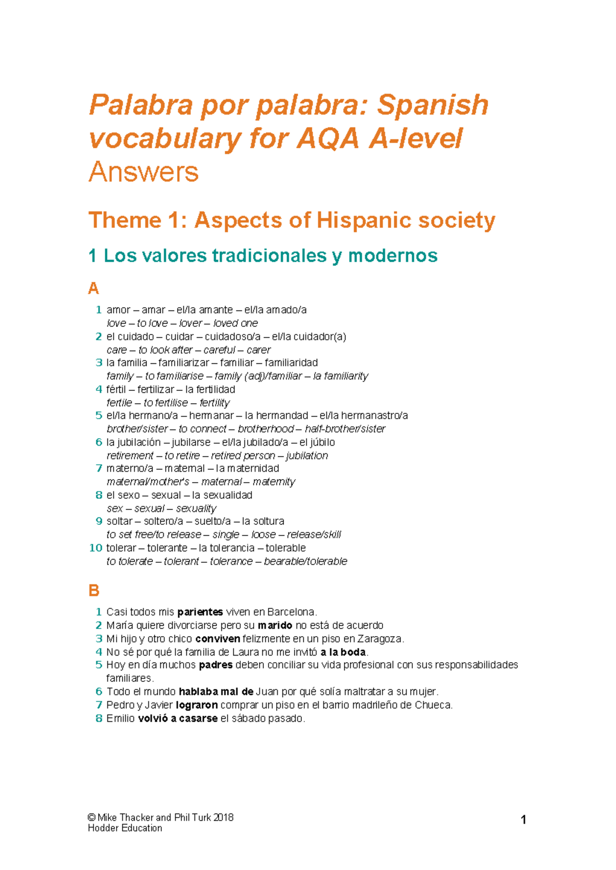 Palabra por palabra: AQA Spanish Vocabulary for Themes 1-4 - Studocu