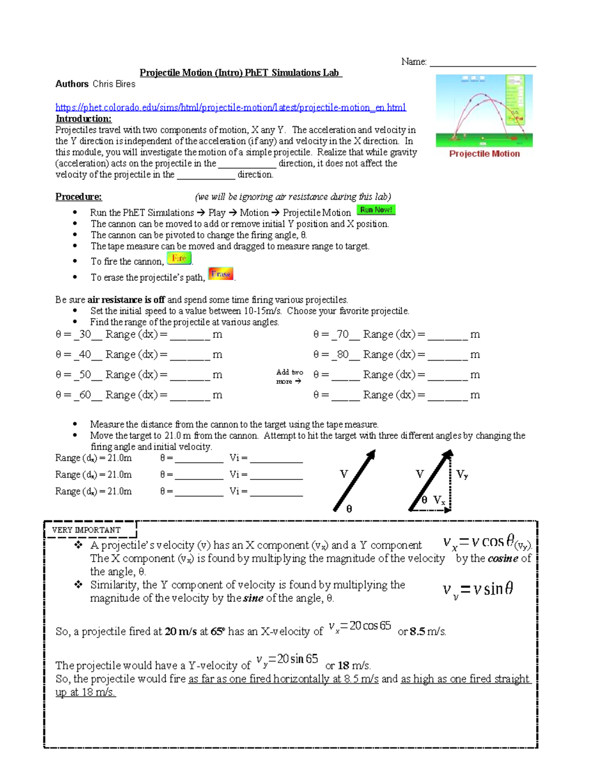 1728070513 - Projectile Motion PhET Lab Report - Studocu