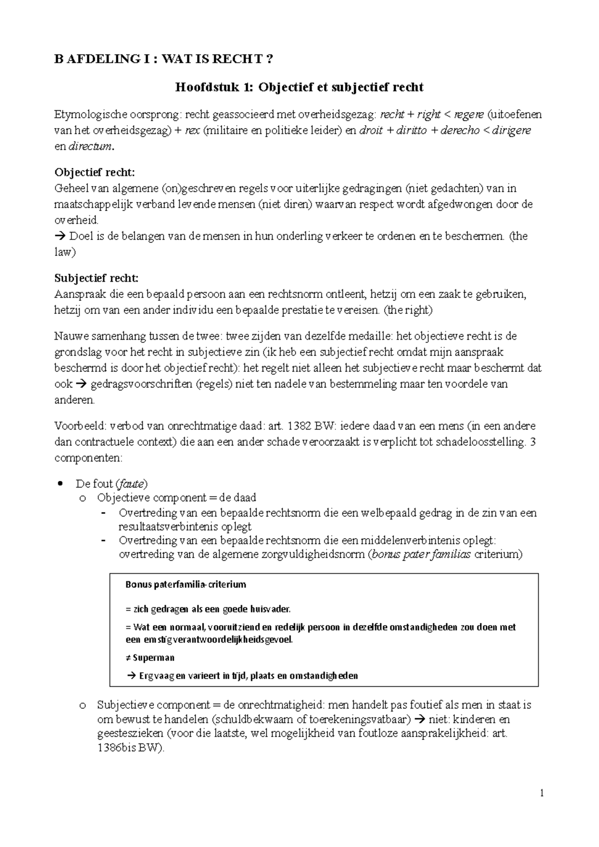 IRW Samenvatting: Objectief en Subjectief Recht in Hoofdstuk 1-2 - Studocu