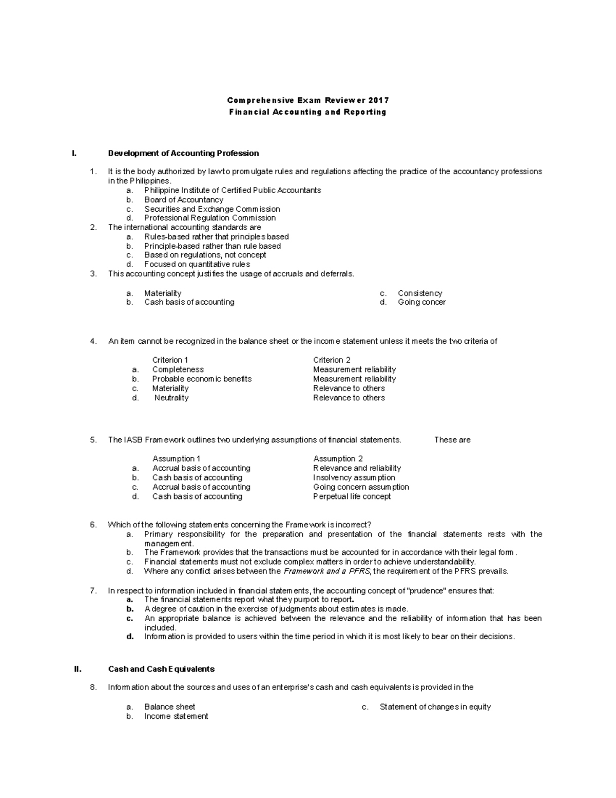 FINANCIAL ACCOUNTING COMPREHENSIVE EXAM REVIEWER 2017 - Studocu