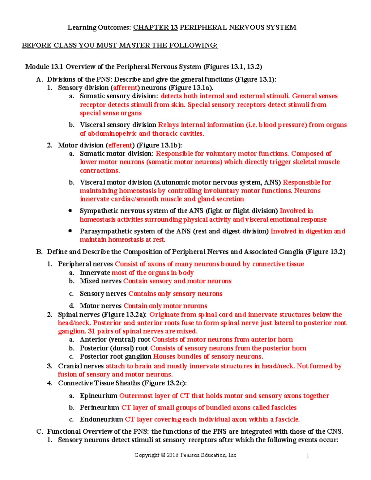 Chapter 13: Overview of the Peripheral Nervous System - Key Learning ...