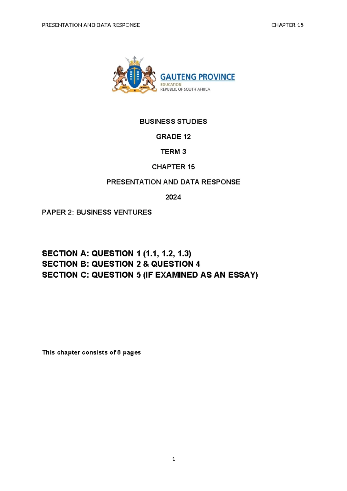 Chapter 16 AND 17 Forms OF Ownership - BUSINESS STUDIES GRADE 12 TERM 4 ...