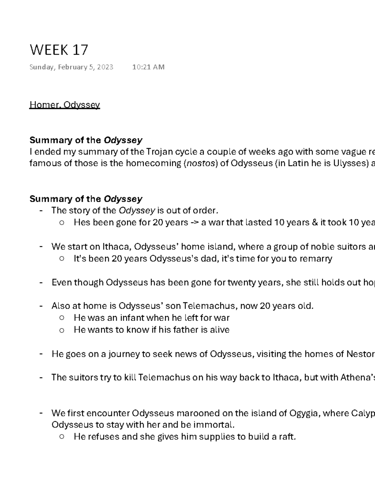 WEEK 17: Exploring Themes in Homer's Odyssey and The Hero’s Journey ...