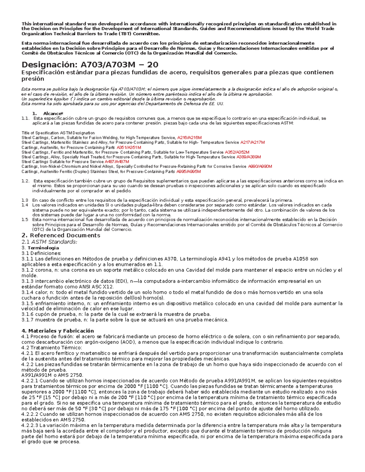 ASTM A703/A703M - Standard Specification for Steel Castings - Studocu