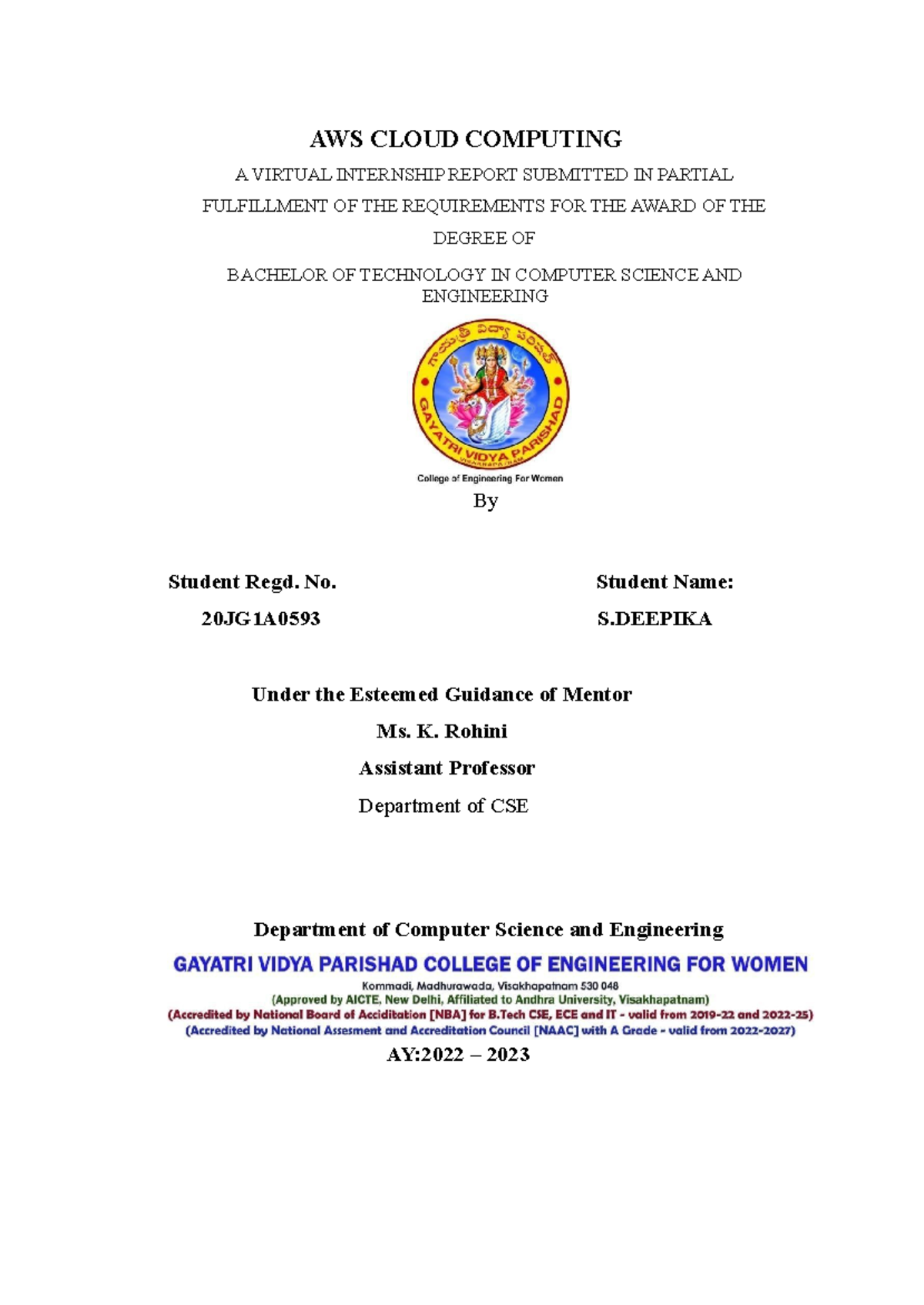593 internship - AWS CLOUD COMPUTING A VIRTUAL INTERNSHIP REPORT ...