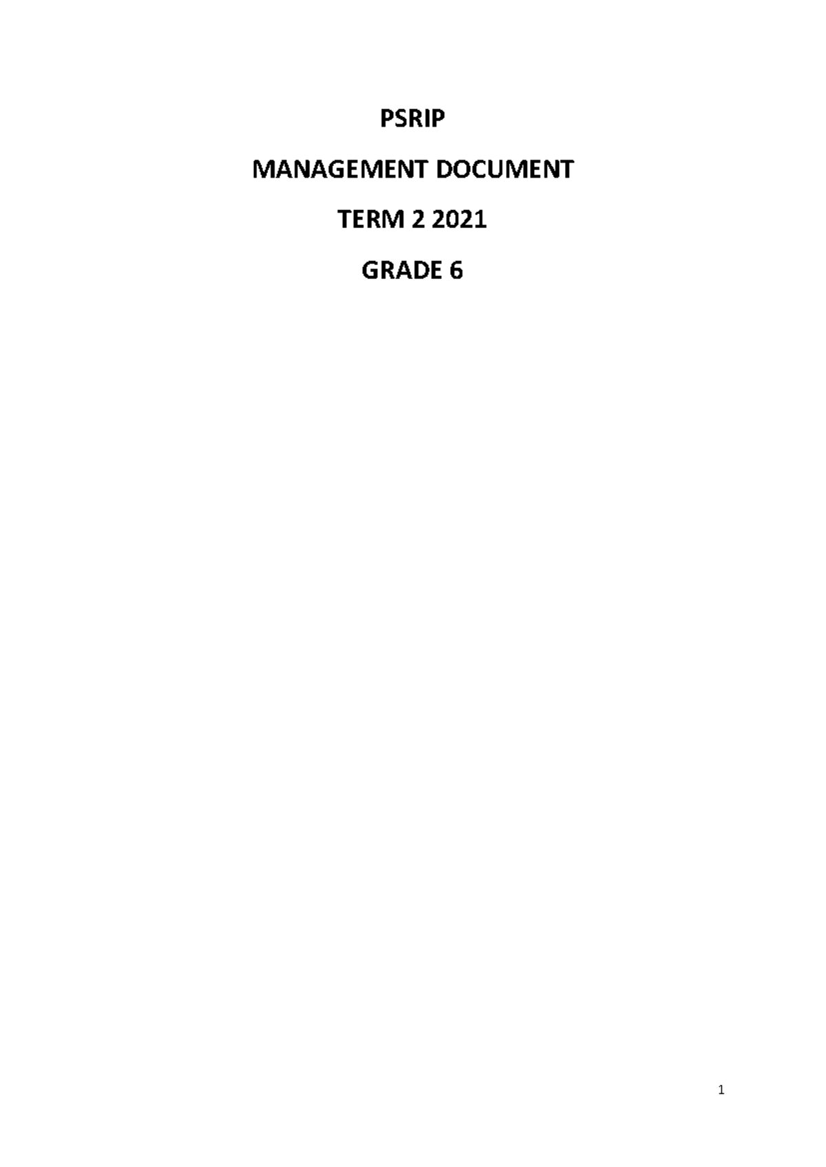 PSRIP 2021 Grade 6 Term 2 Management Guidelines & Learning Outcomes ...
