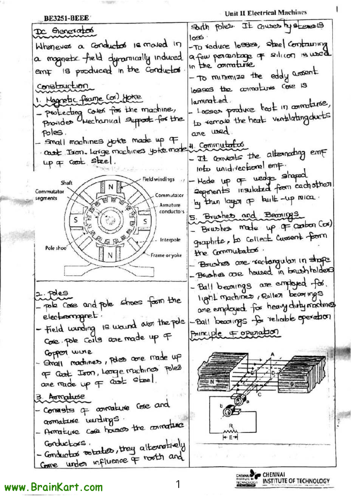 Basic Electrical and Electronics Engineering - BE3251 - Unit II: DC Generators - Studocu