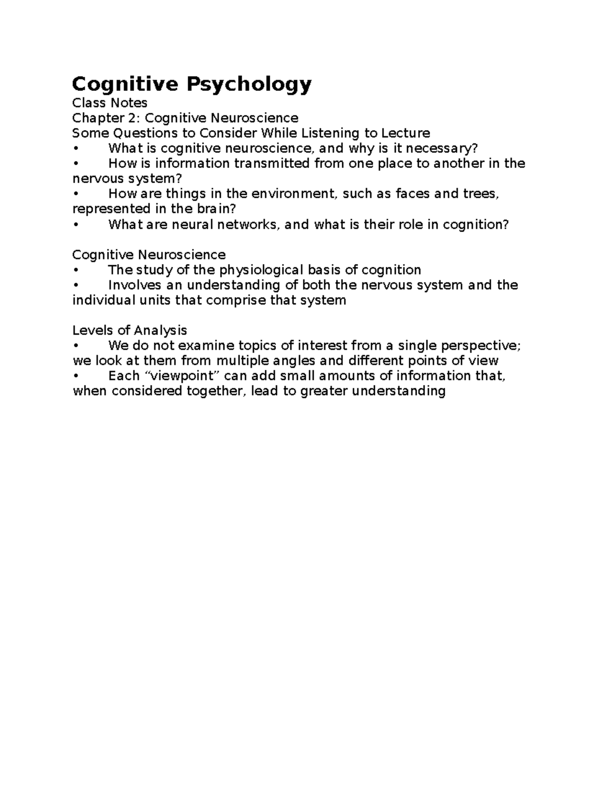Cognitive Psychology- chapter 2 - Cognitive Psychology Class Notes ...