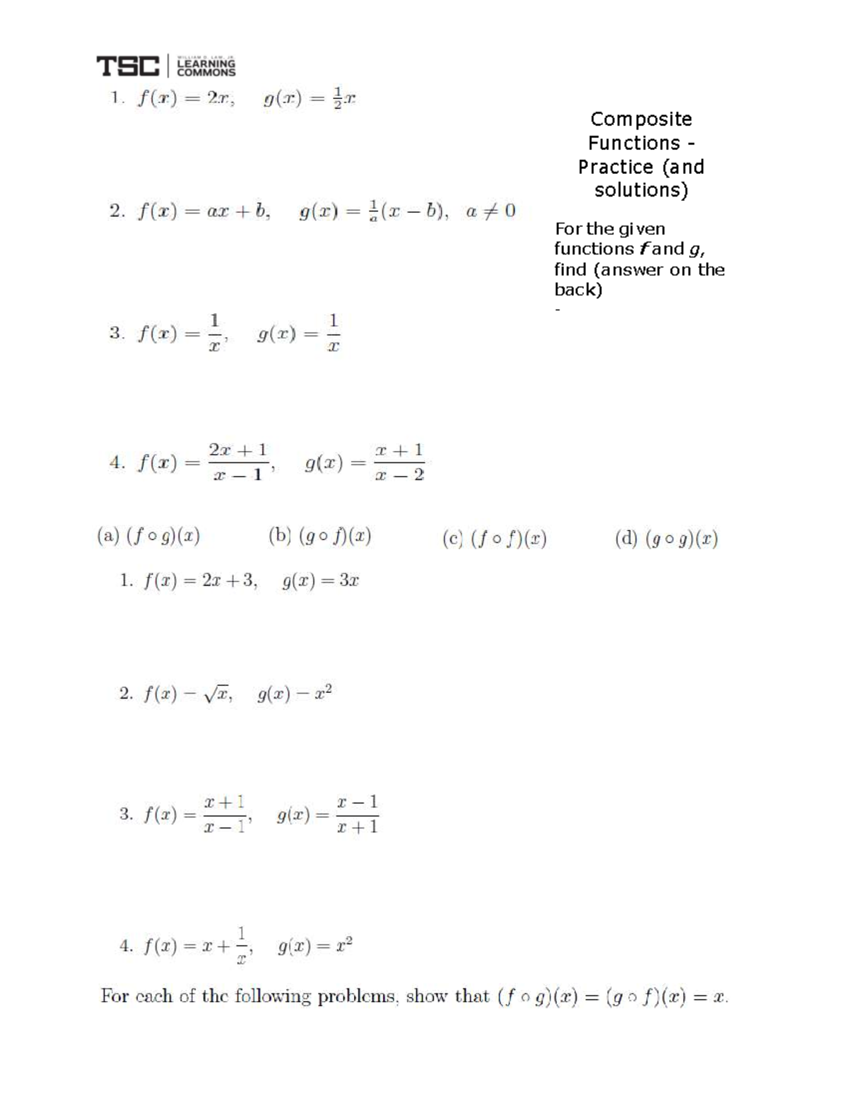 Composite Functions-Practice(and-solutions) - WTW 134 - Composite ...