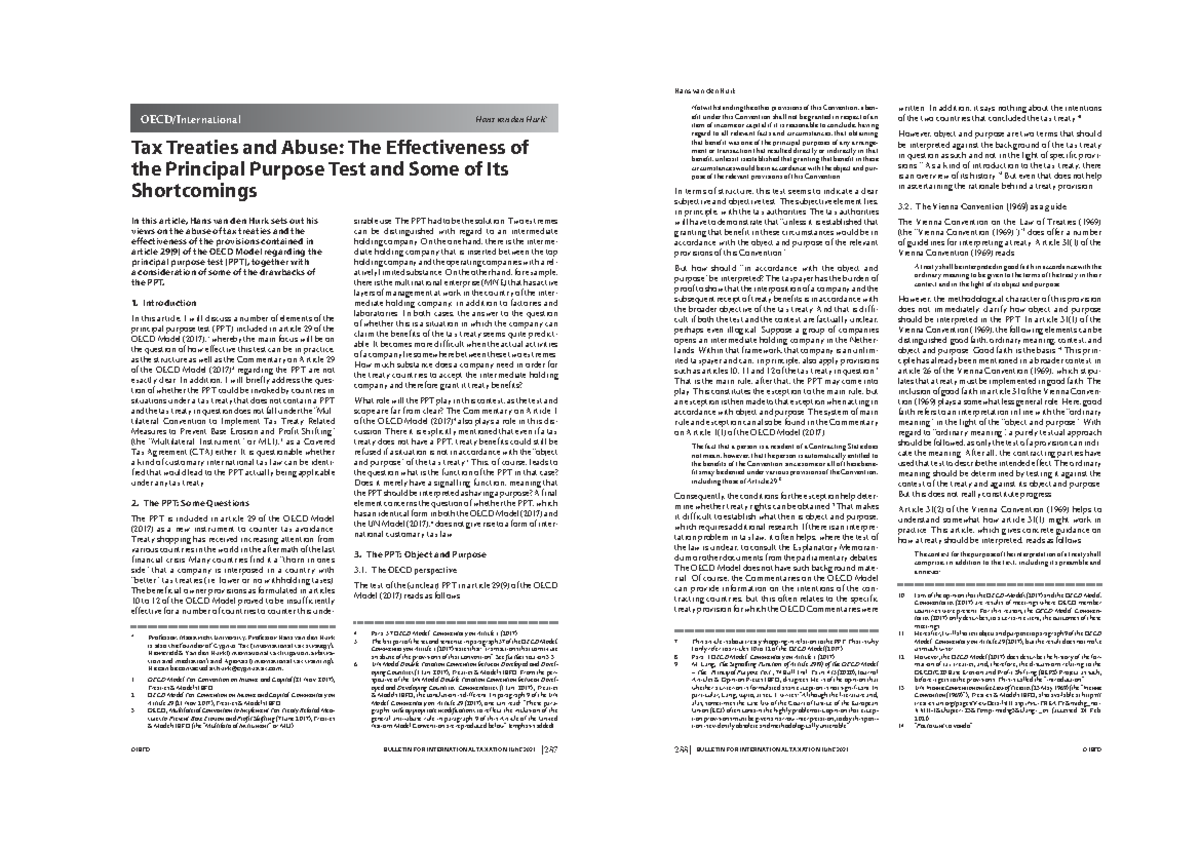 PPT van Hurk - Effectiveness and Critique of the Principal Purpose Test ...