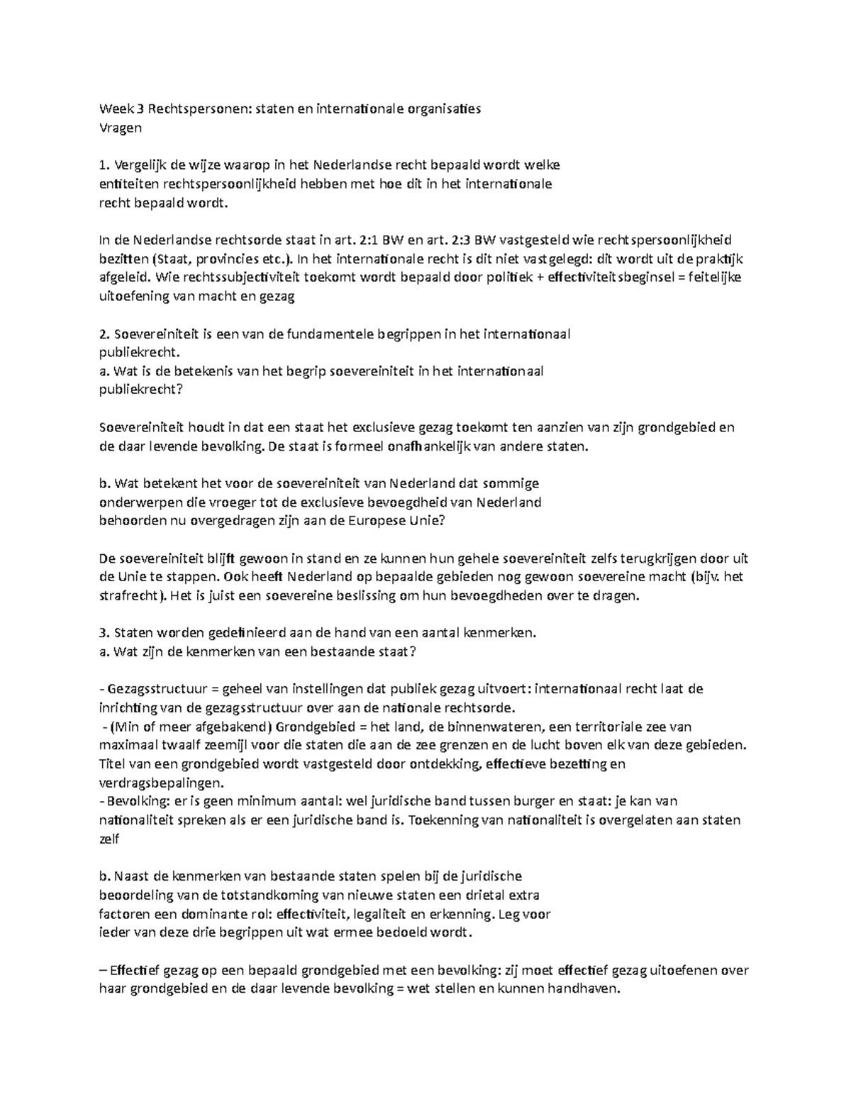 Week 3 Internationaal Publiekrecht: Rechtspersoonlijkheid en ...