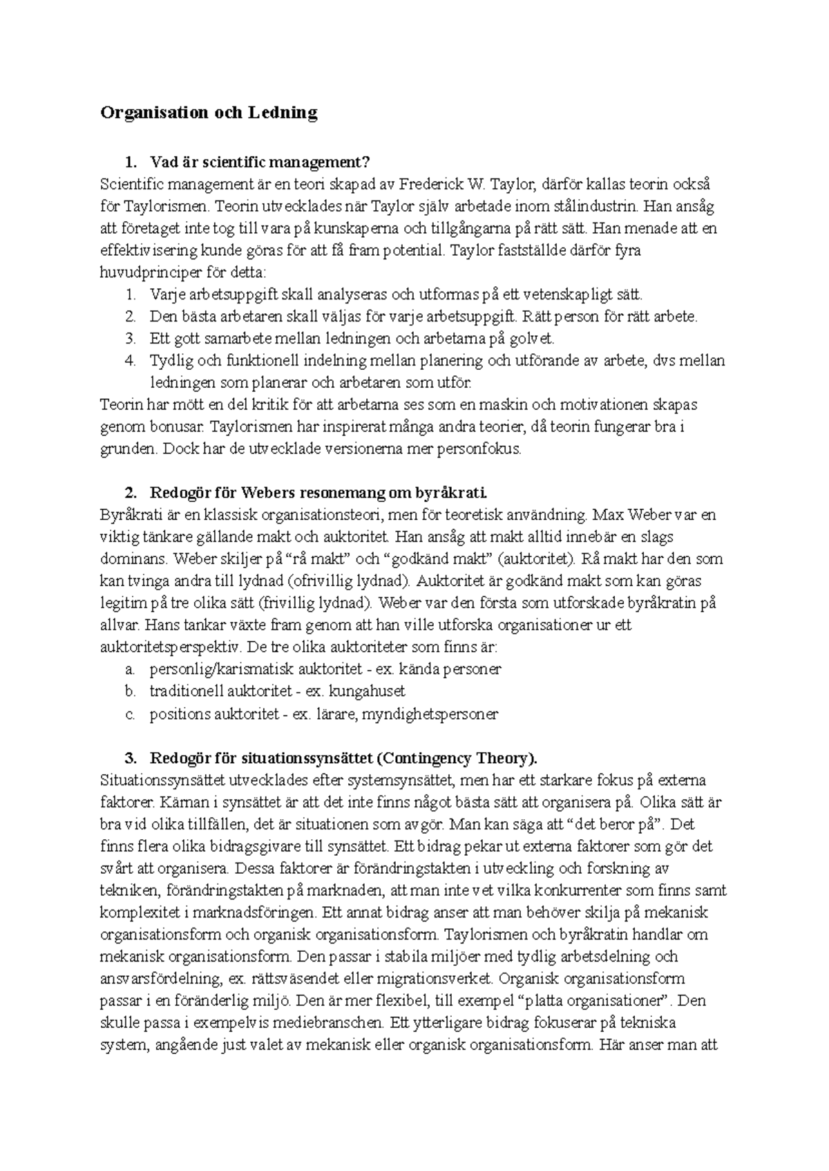 Organisation och Ledning: En Analys av Scientific Management och ...