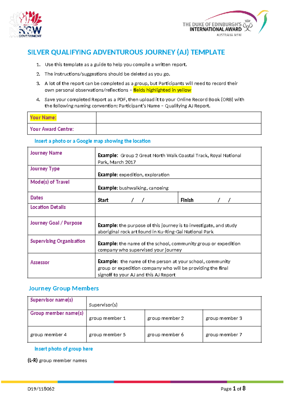 Duke of Ed Silver Qualifying AJ Report Template - Studocu