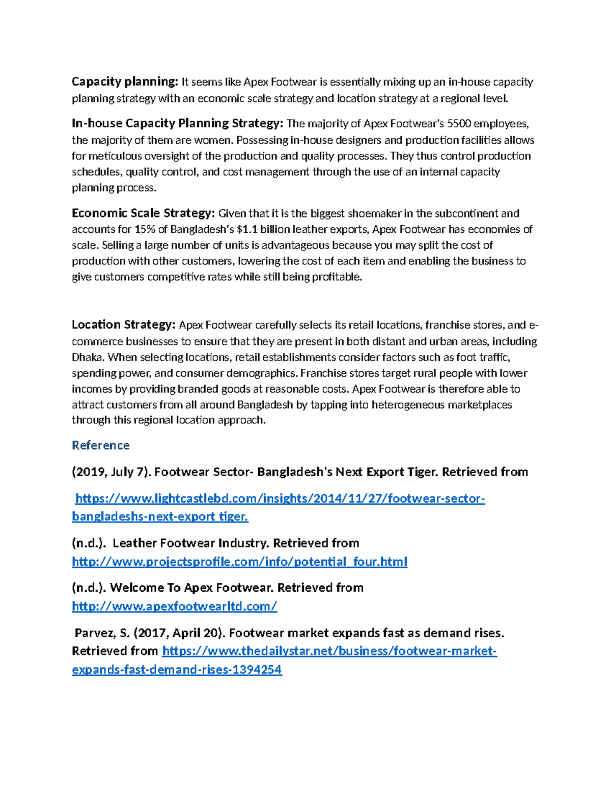 APEX Capacity Planning and Location Strategy Insights Report - Studocu