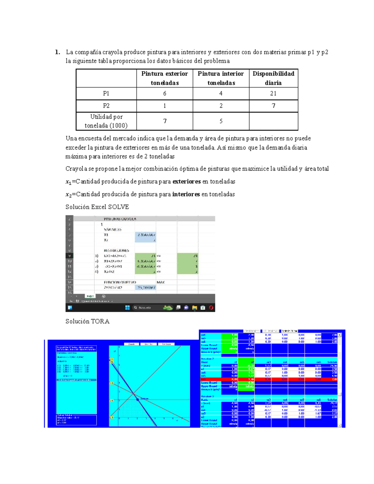 Ejercicios Resueltos en TORA y Solver: Optimización de Recursos y ...