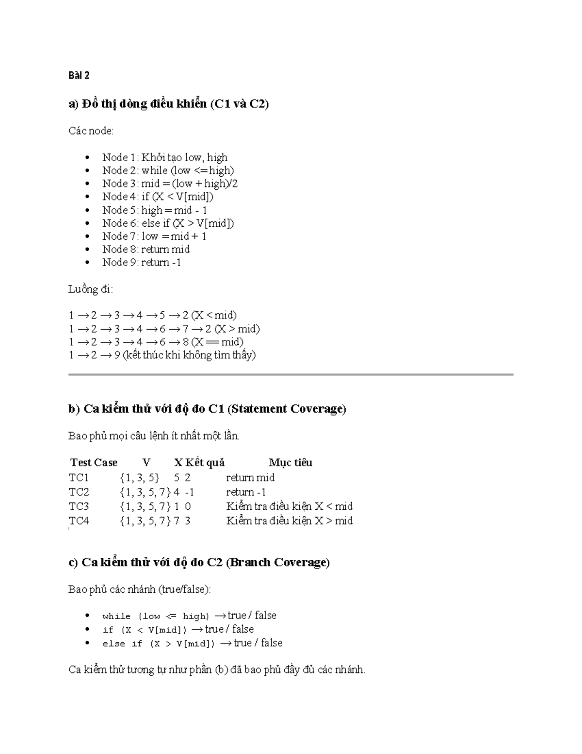 Bài 2 - no mp - Bài 2 a) Đồ thị dòng điều khiển (C1 và C2) Các node ...