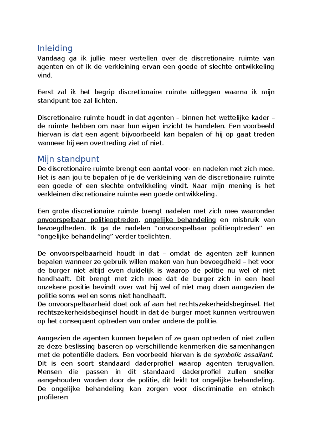 Discretionaire Ruimte van Agenten: Voor- en Nadelen van Verkleining ...
