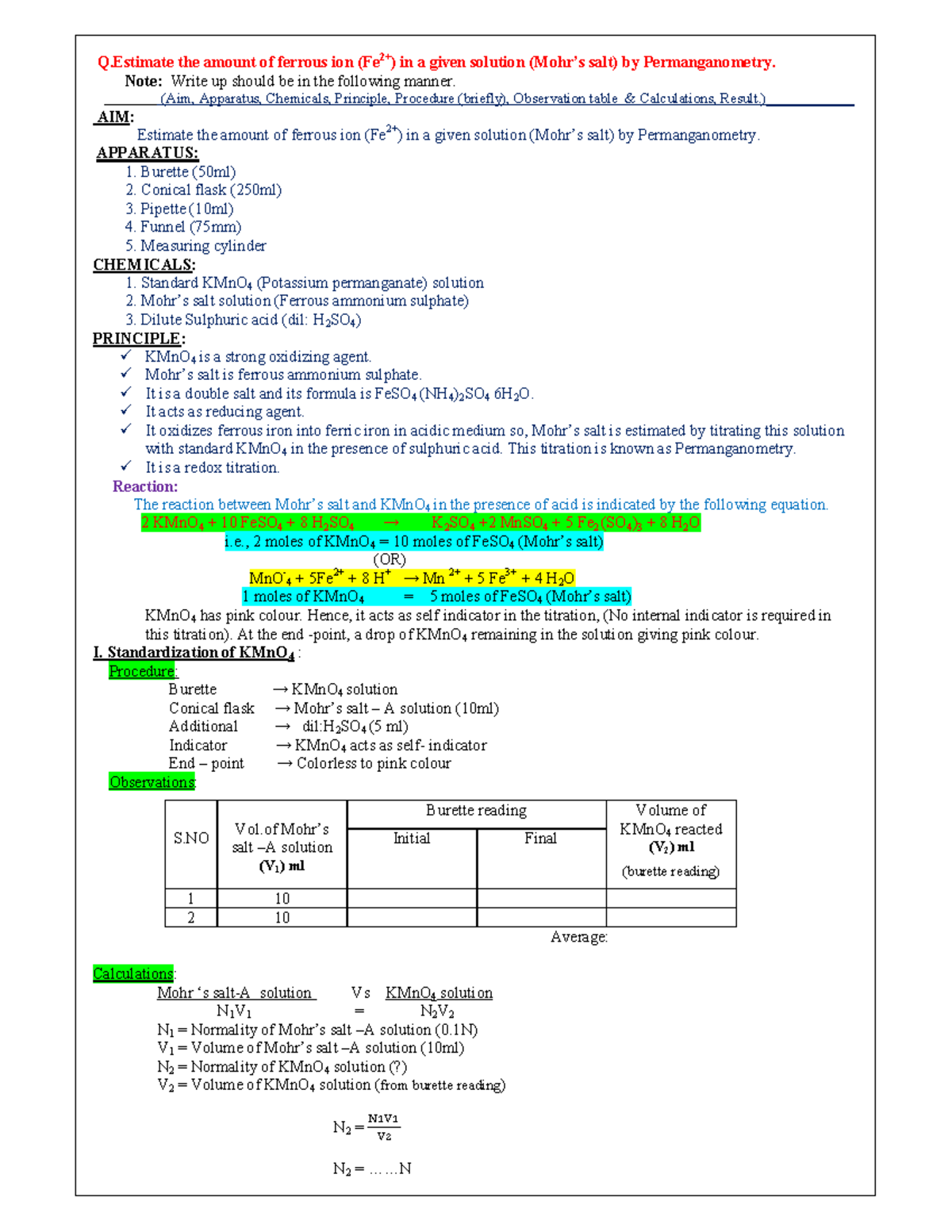 DOC-20251014-WA0001: Estimation of Ferrous Ion via Permanganometry ...