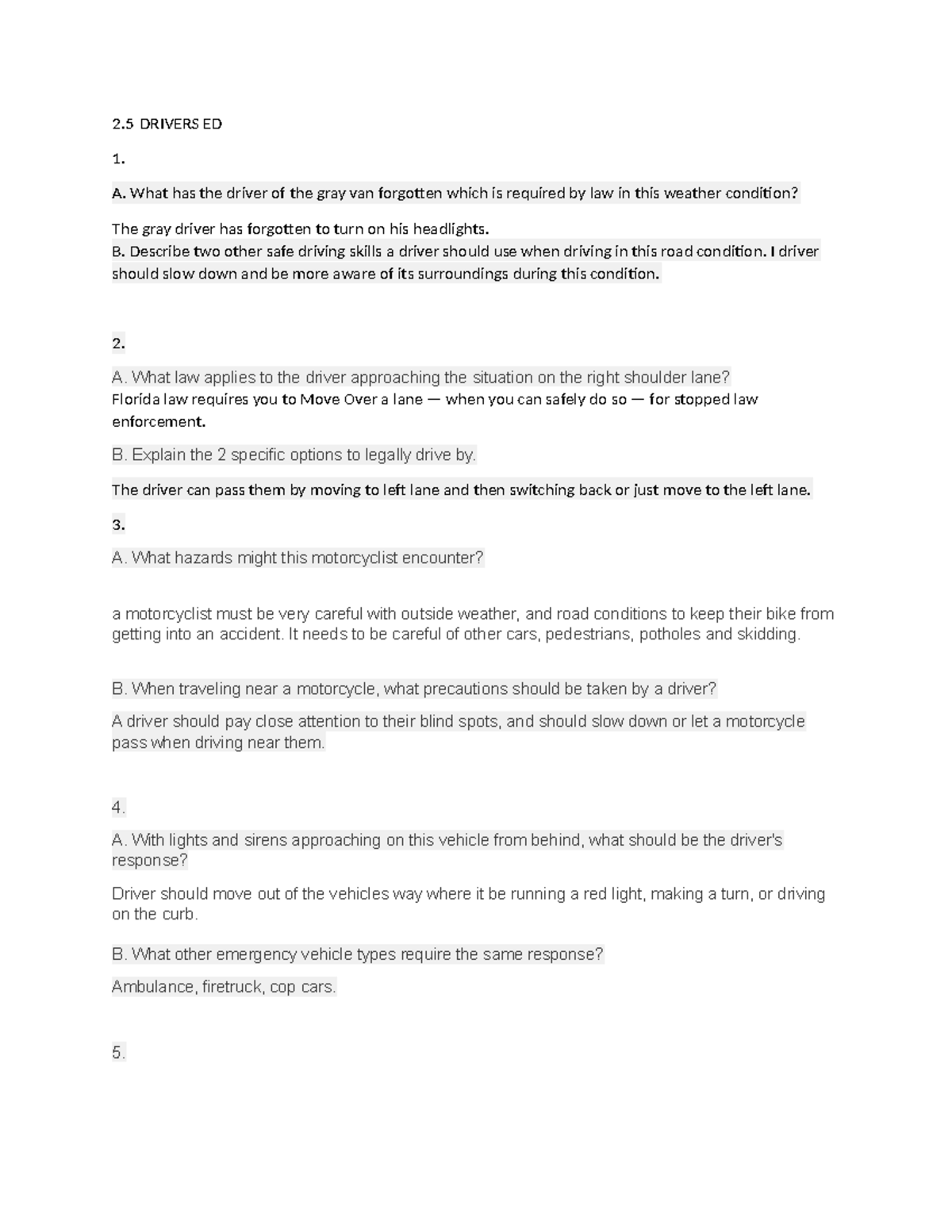 Driver Education (Drivers Ed) Study Guide: Key Safety Concepts and Laws ...