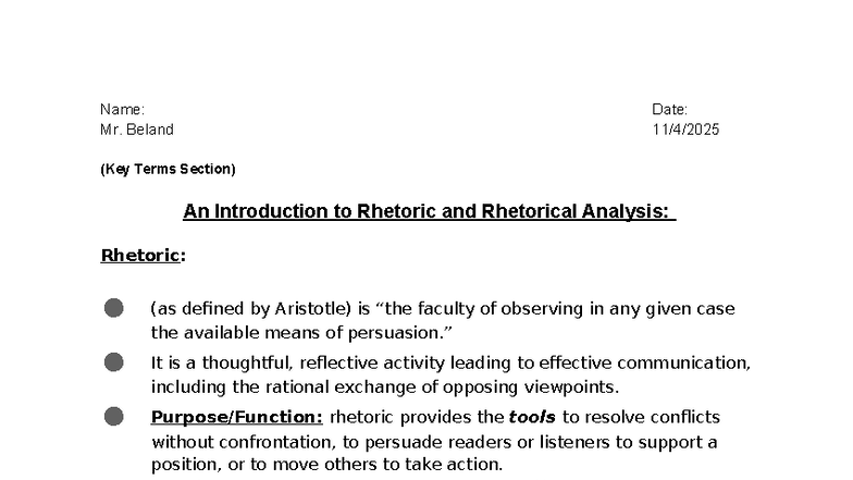 Rhetorical Analysis & SOAPStone Framework: Key Terms Overview - Studocu