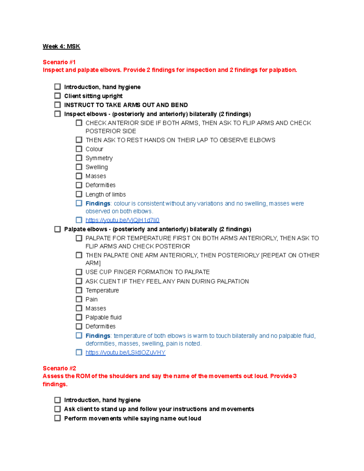 Week 11 Skills Test: MSK, GI, Cardiovascular Assessments - Studocu