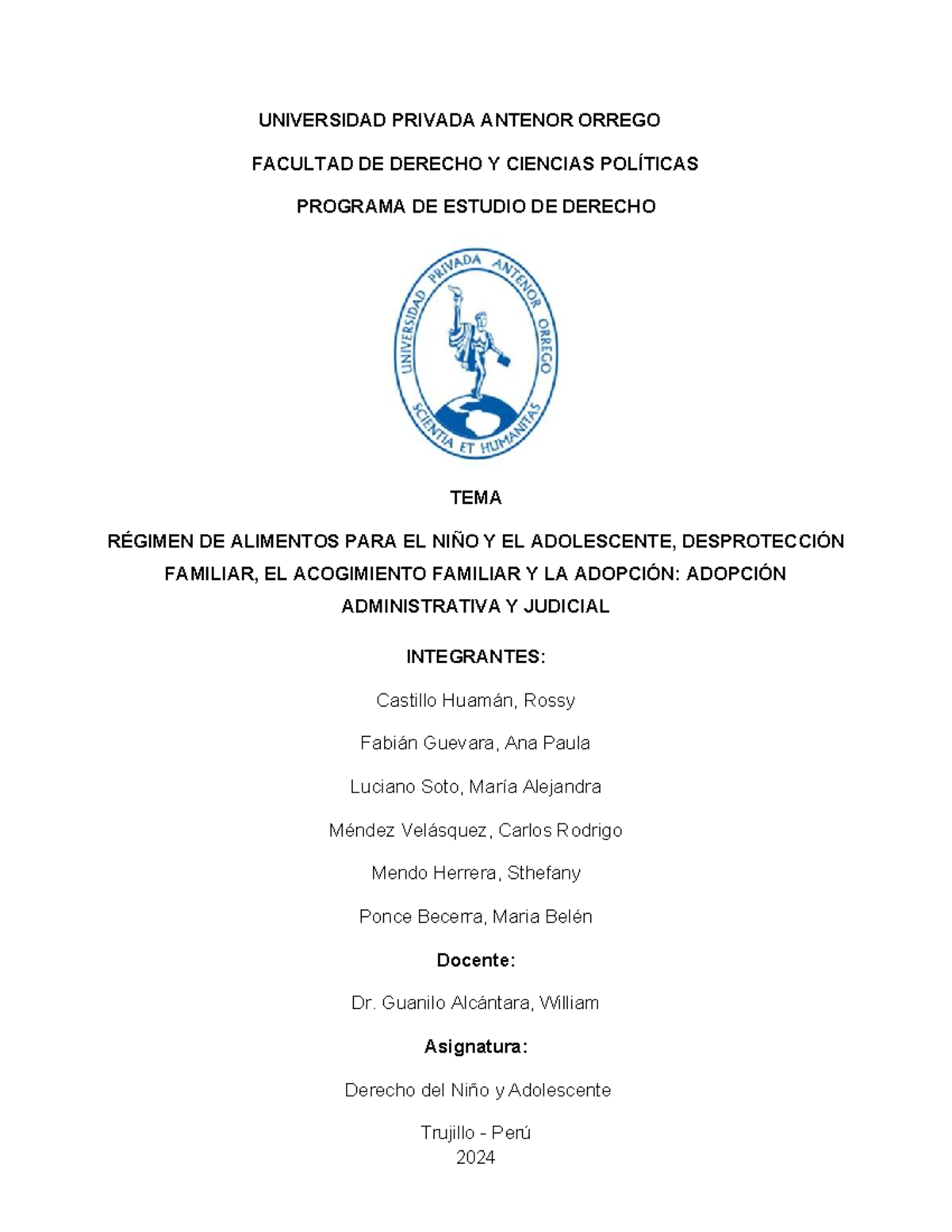 NIÑO Y ADOL WORD - Vnngg - UNIVERSIDAD PRIVADA ANTENOR ORREGO FACULTAD ...