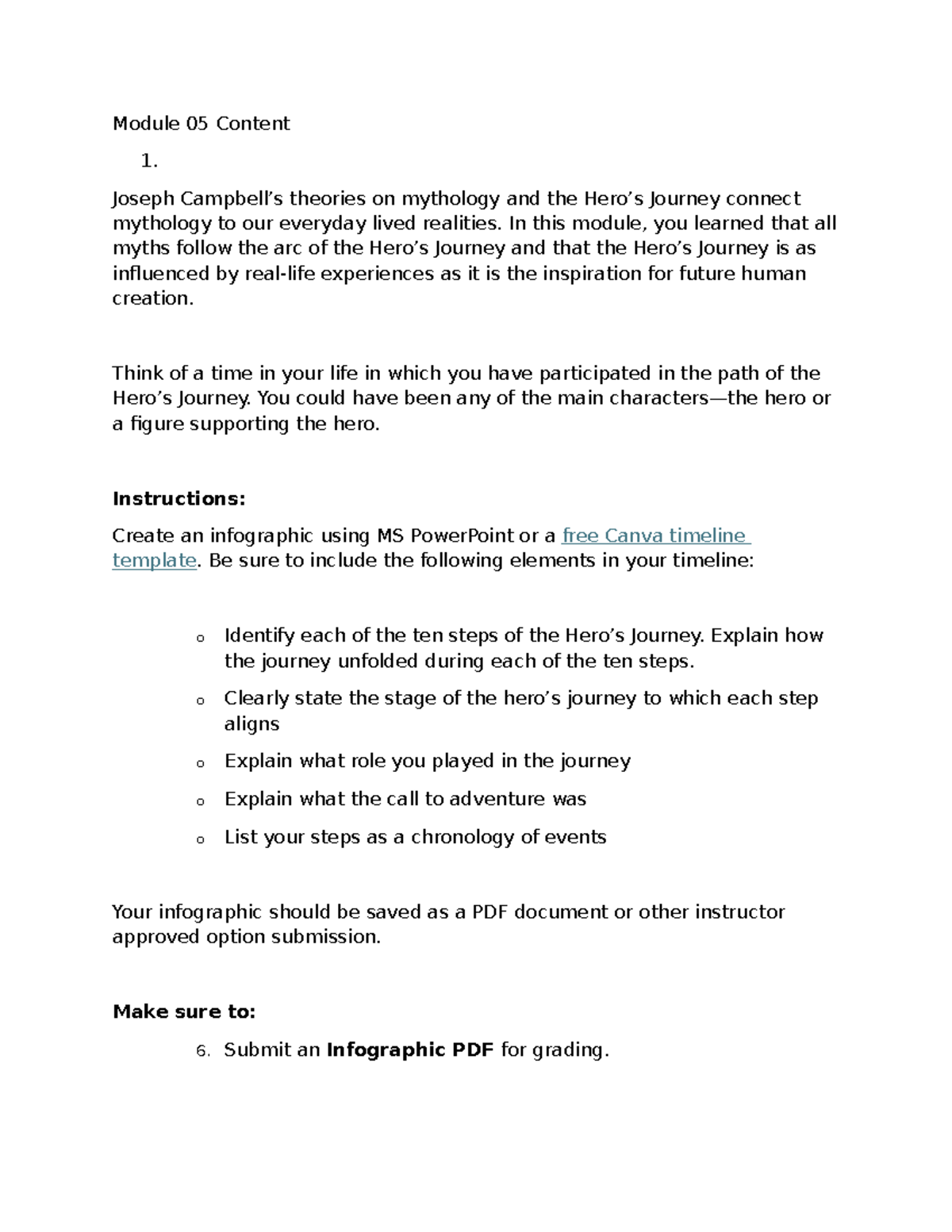 Module 05 Humanities Assignment: The Hero's Journey Infographic ...