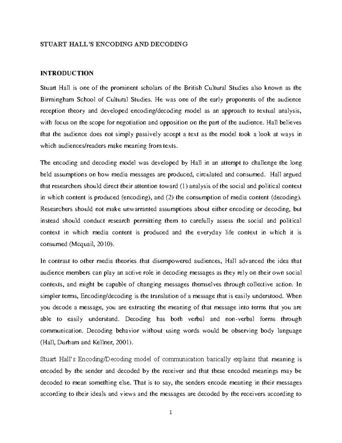 Stuart Hall's Encoding/Decoding Model in Media Studies: An Analysis ...