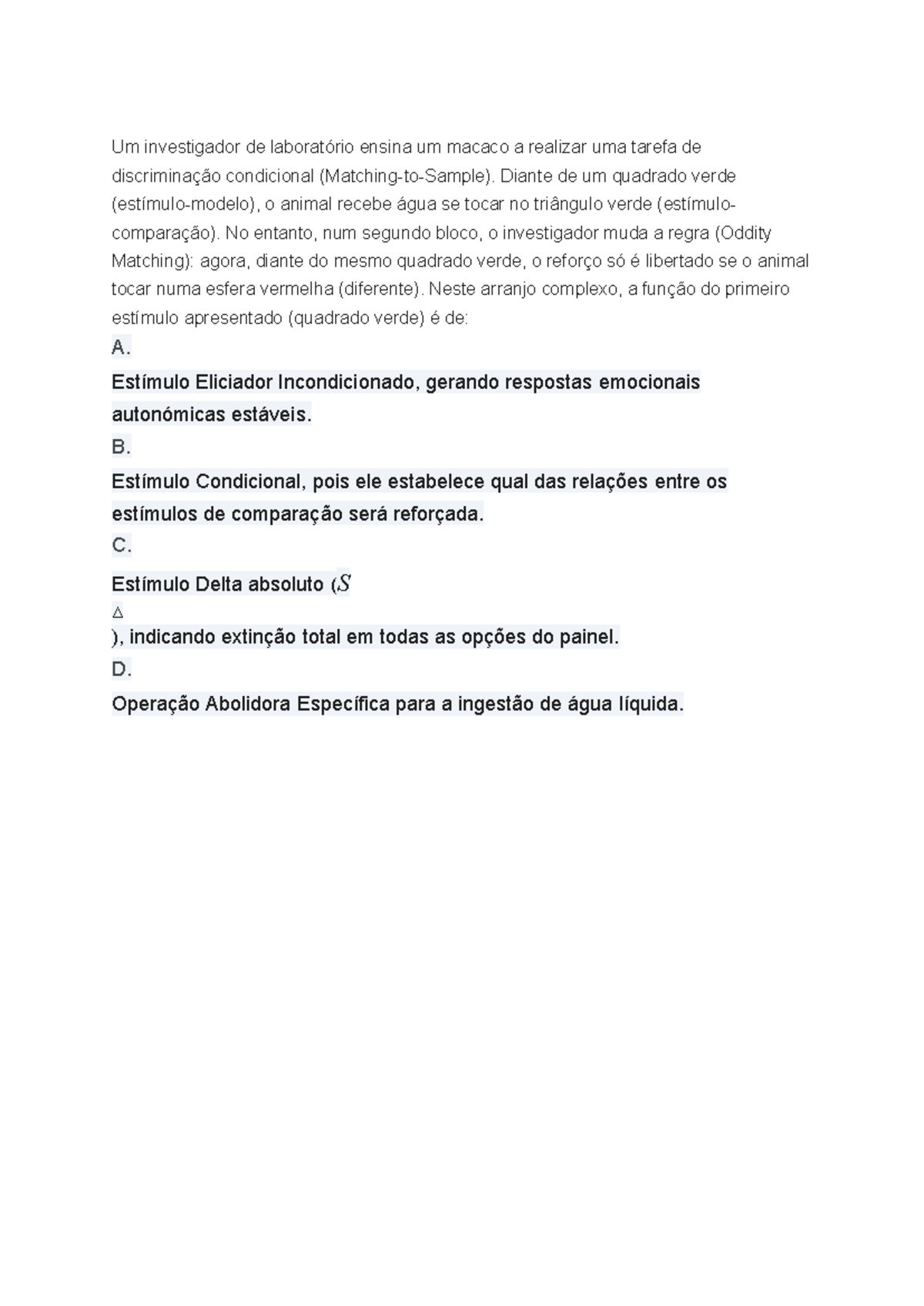 Ensino de Discriminação Condicional em Macacos: Estudo de Caso - Studocu