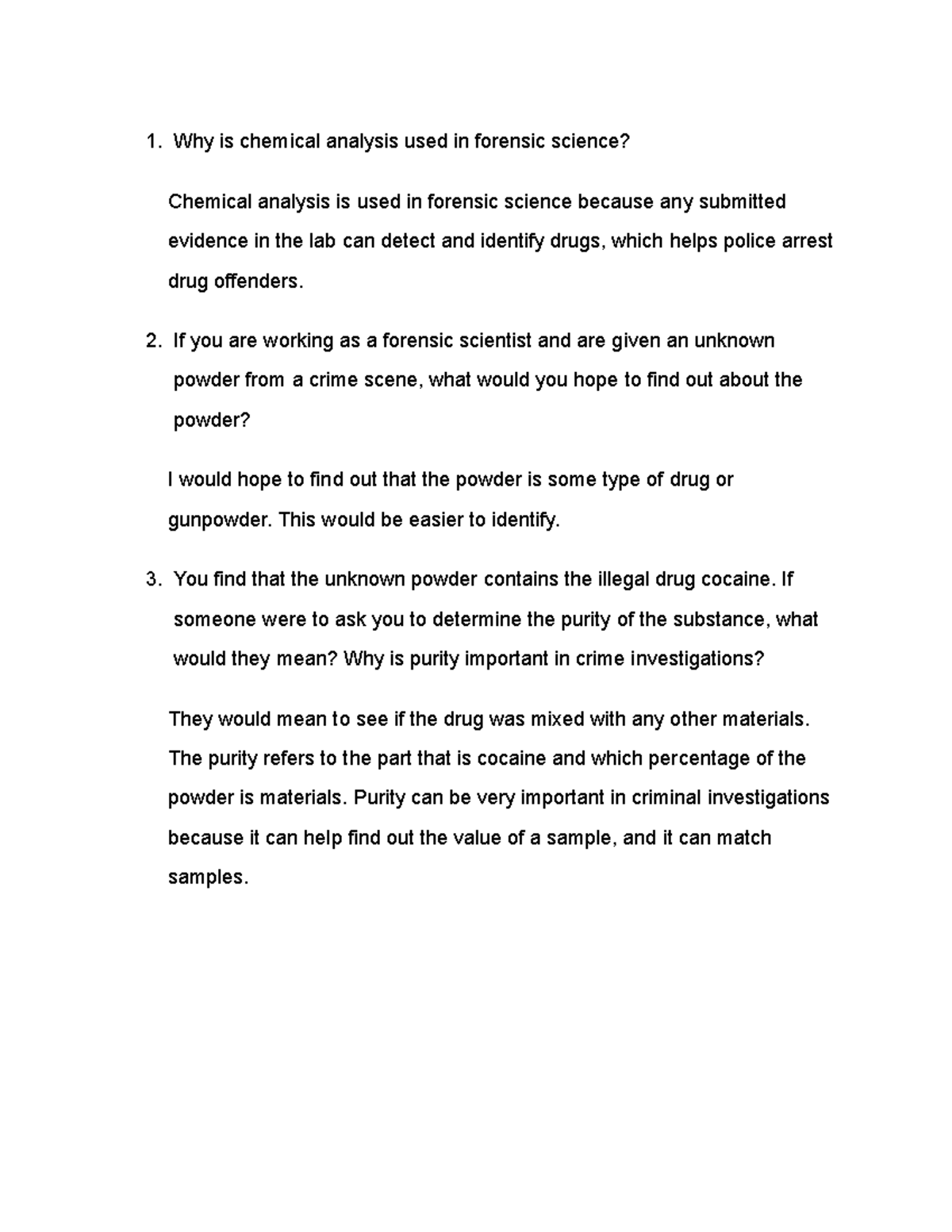 Forensic Science: Unit 1 Lab on Chemical Analysis & Drug Identification ...